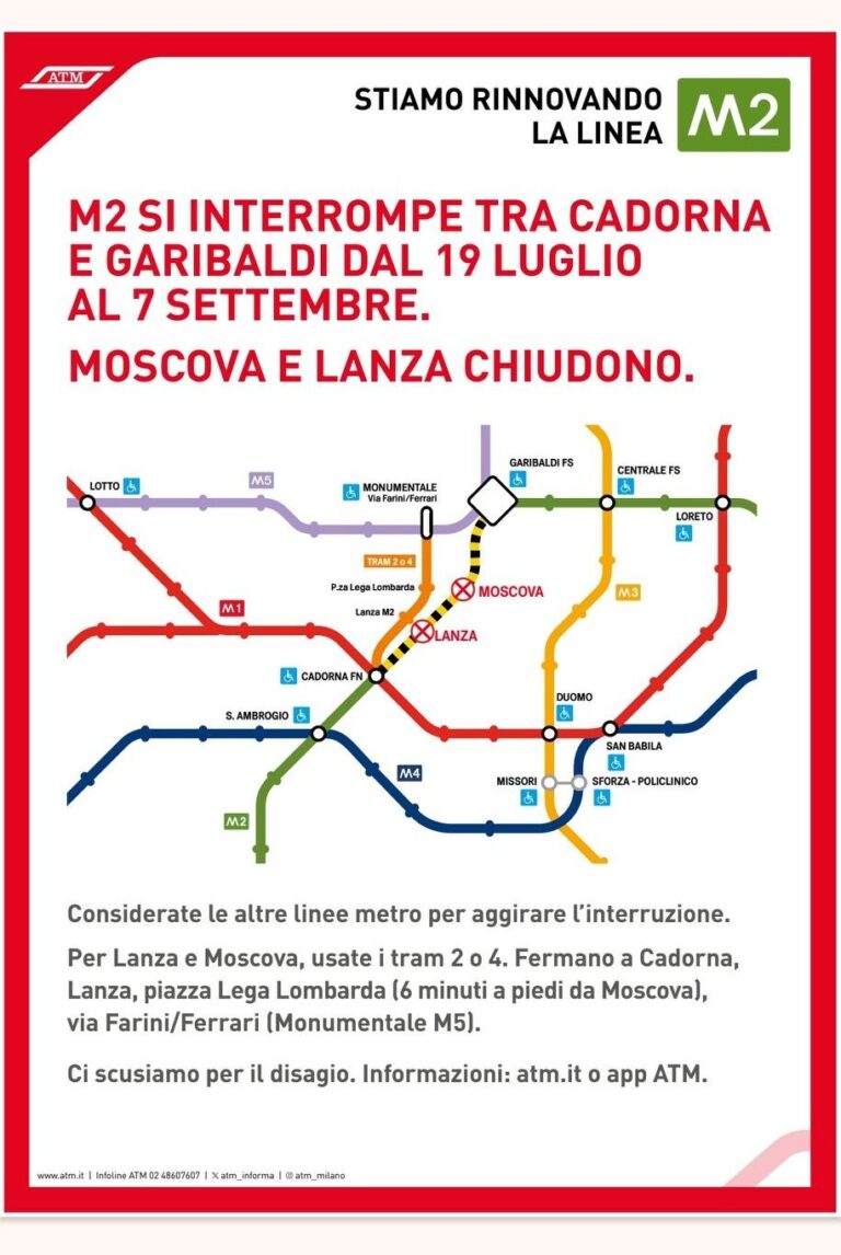Milano | Mobilità – La M2 chiusa tra Cadorna e Garibaldi dal 19 luglio ...